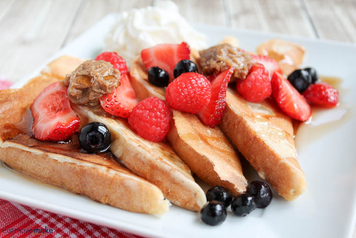 French Toast Pancakes with Cinnamon Butter and Fresh Berries