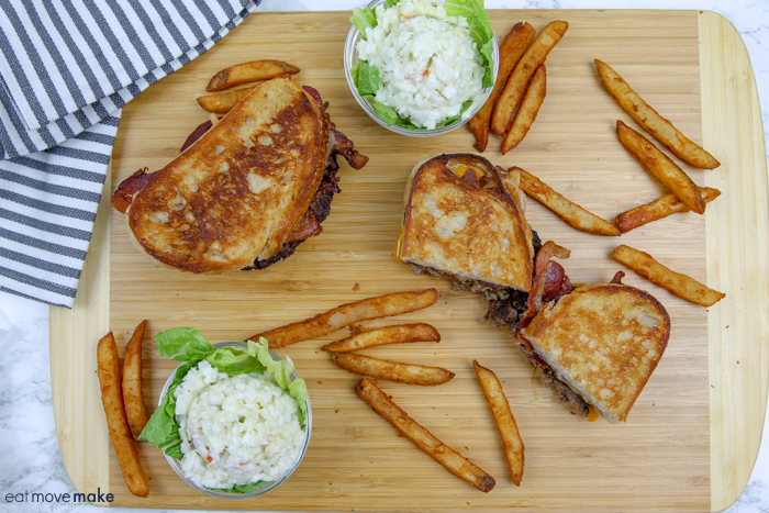 Grilled Cheese Patty Melt with French Fried Onions - Eat Move Make
